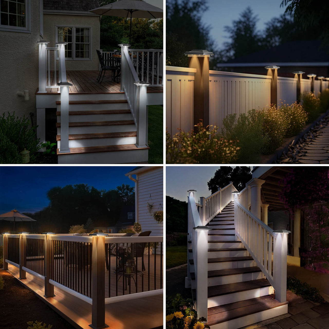Solar Post Lights for 4x4 Decks, Patios & Fences - Waterproof, Auto On ...