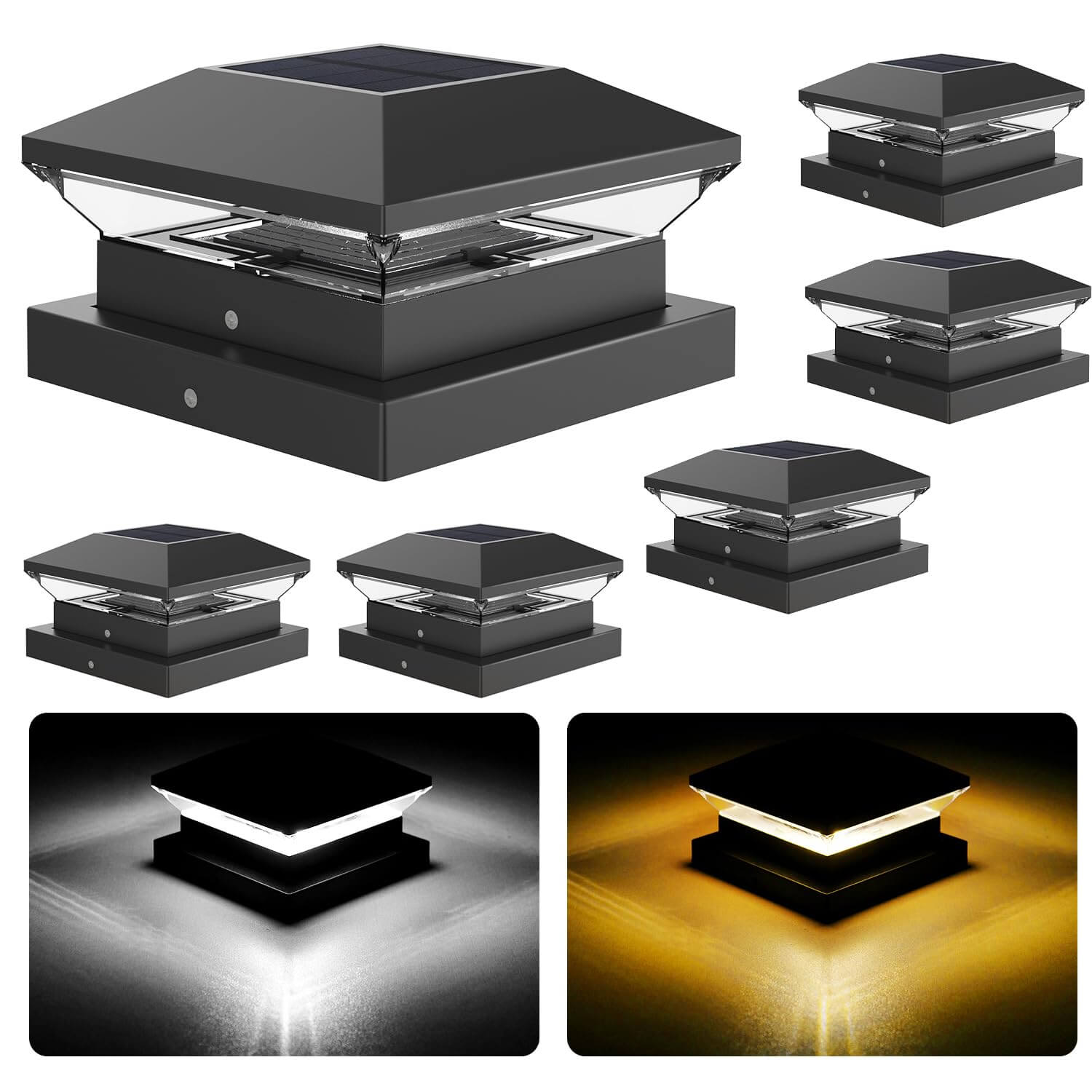 6000K/3000K Solar Deck Post Light for Patio