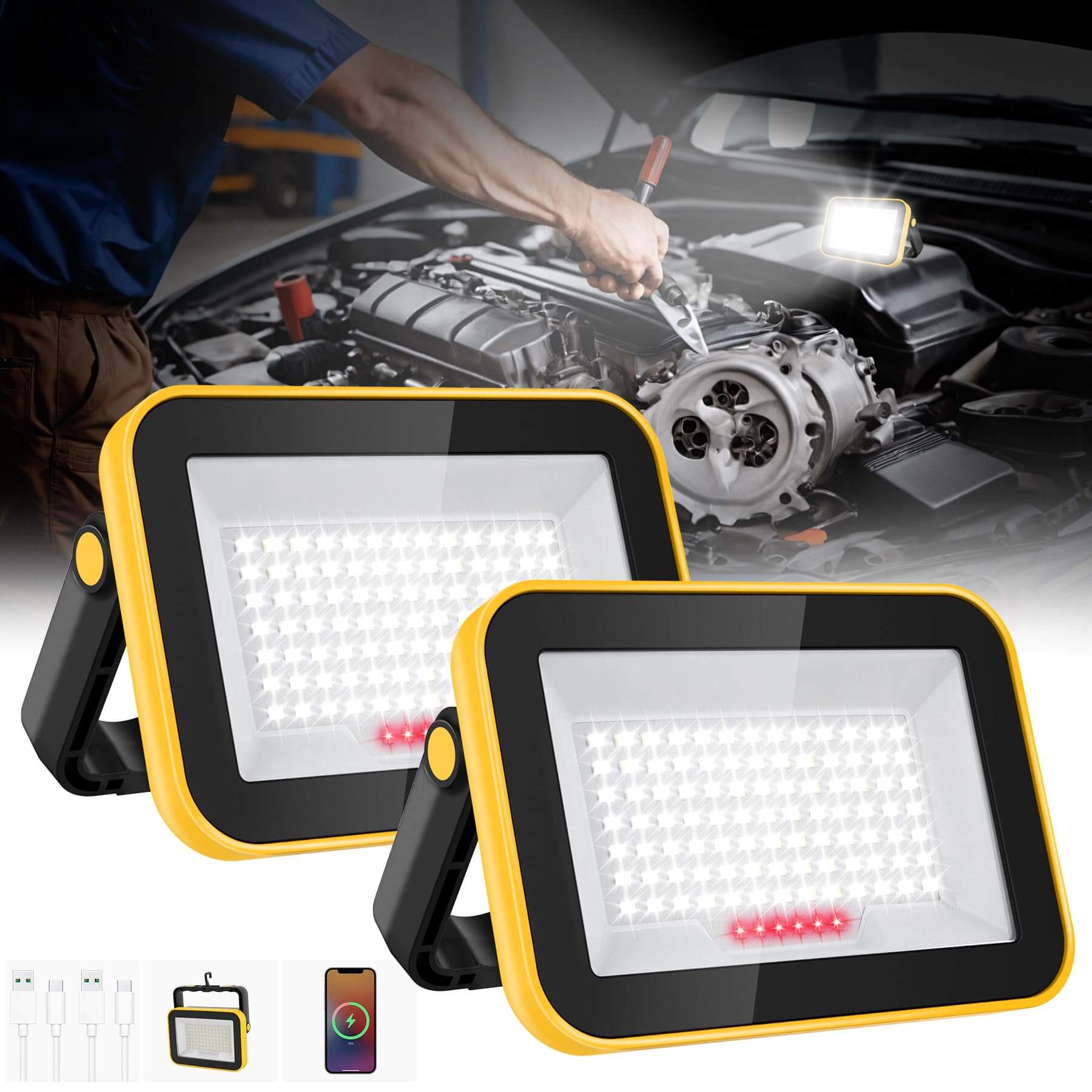 40w Rechargeable Portable Work Light Cordless LED Work Light with ...