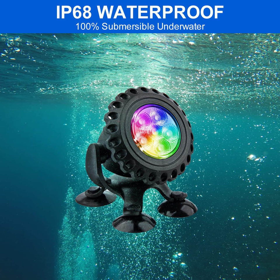 Submersible LED Pond Lights RGB Underwater Lights with RC for Tank Pool