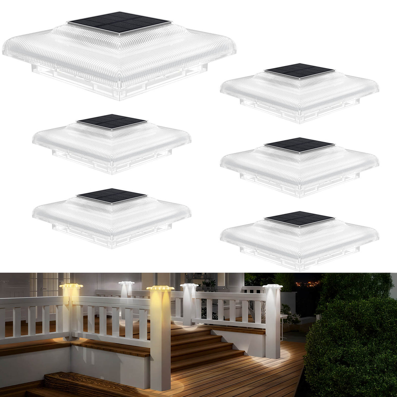 Solar Post Lights for 4x4 Decks, Patios & Fences - Waterproof, Auto On ...