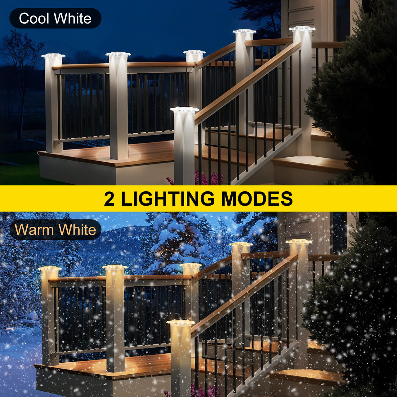 Solar Post Lights for 4x4 Decks, Patios & Fences - Waterproof, Auto On ...