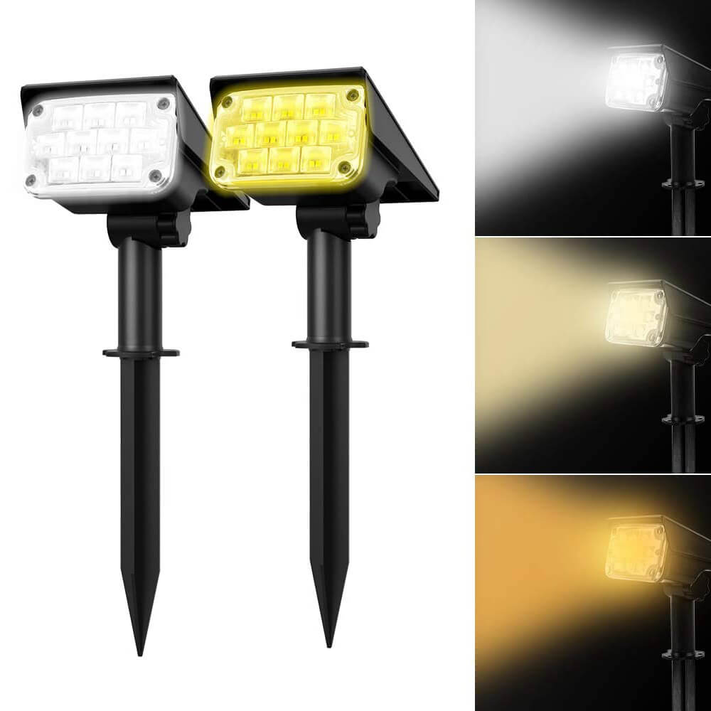 Three-Color Changing Solar Spotlight | Garden Landscape Lighting - TSUN