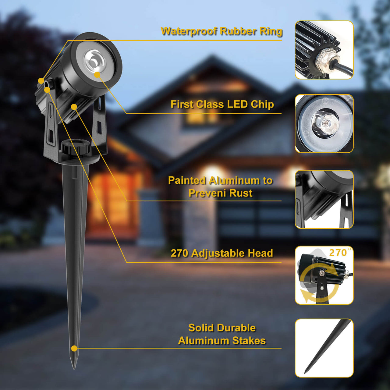 Solar Powered Spotlight | Security Landscape Lighting