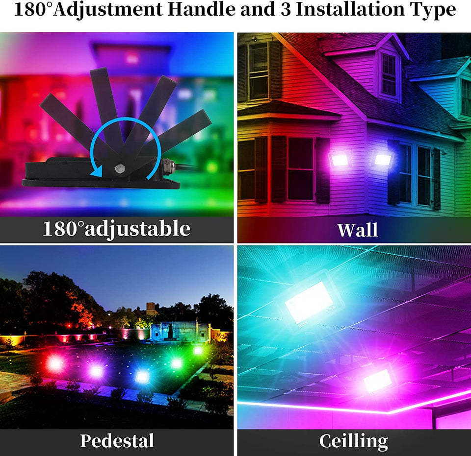 50W RGB Solar Flood light | Color Changing With Remote|TSUN Lighting