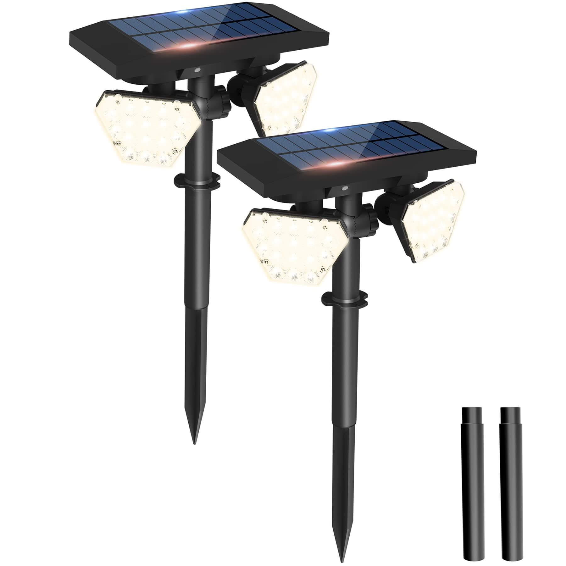 LEDs Solar Spotlights | 2 Adjustable Headlights | TSUN