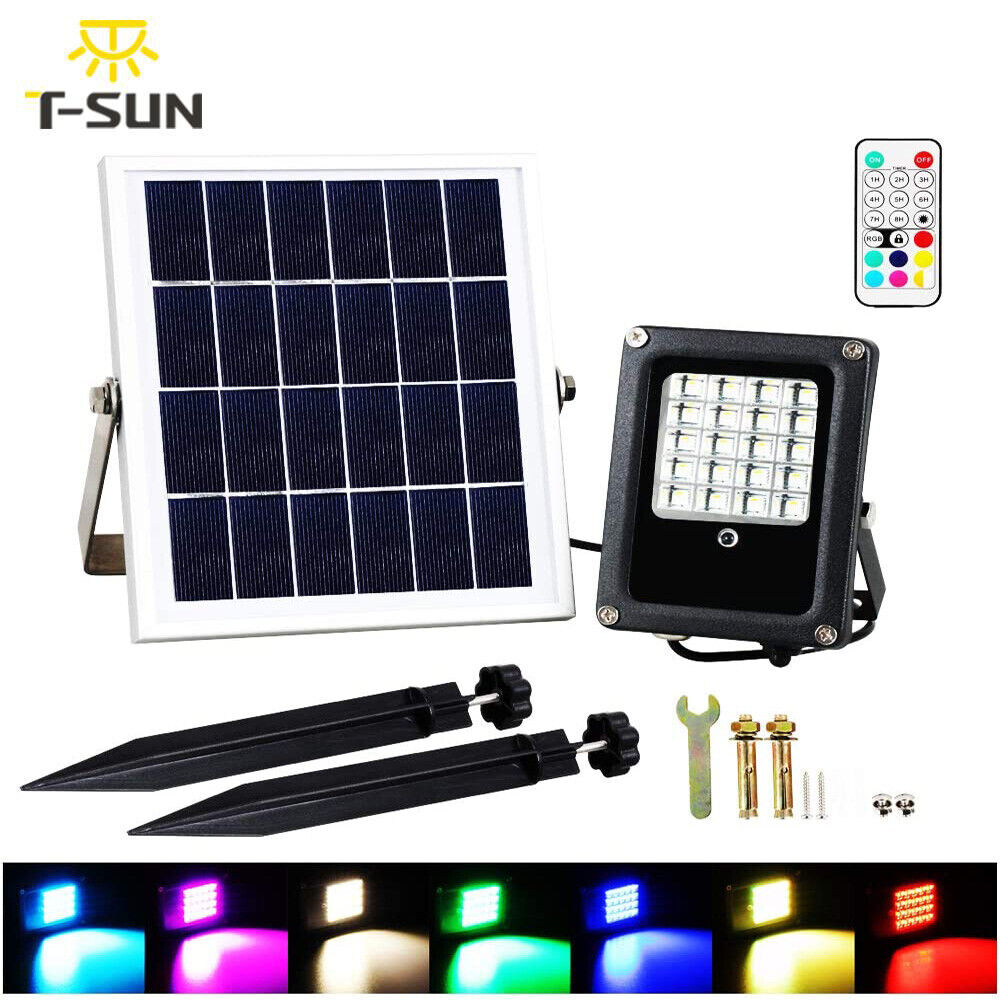 50W RGB Solar Flood light | Color Changing With Remote|TSUN Lighting