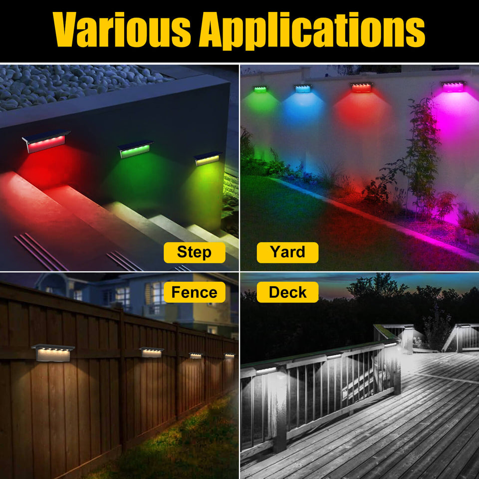 TSUN RGB Solar Deck Fence Lights | Color Changing Deck Lights