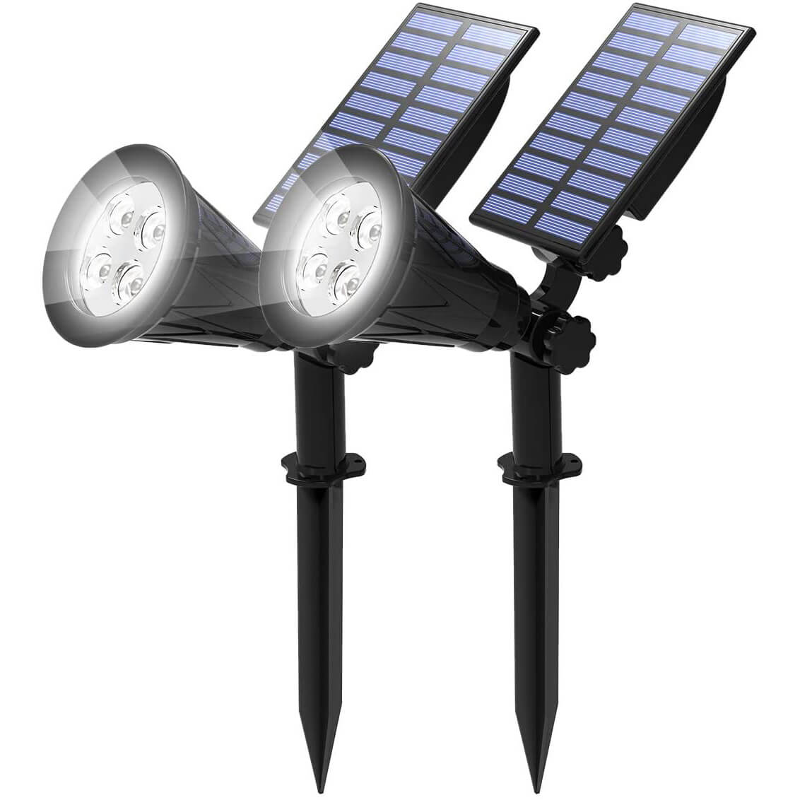 Solar Powered Spotlights | White Garden LED Landscape Lighting